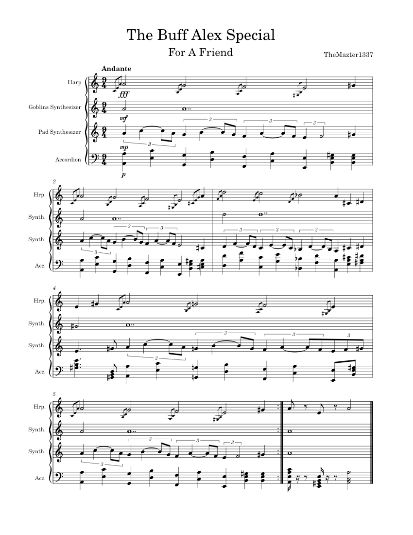 The Buff Alex Special Sheet music for Accordion, Harp, Synthesizer ...