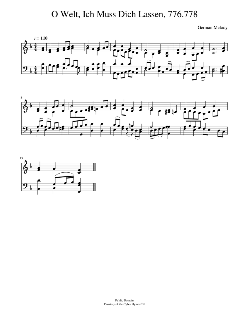 Now rest beneath night’s shadow - Heinrich Isaac Sheet music for Piano ...