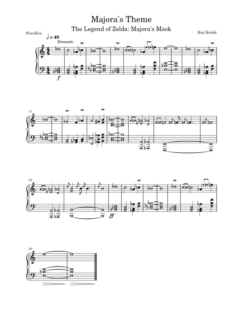Majora's Theme Sheet Music for Piano (Solo) Easy | MuseScore.com