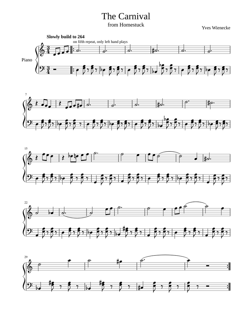 The Carnival Sheet music for Piano (Solo) Easy | Musescore.com