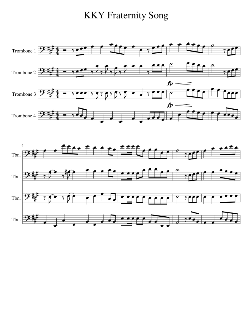 KKY Fraternity Song Sheet music for Trombone (Brass Quartet ...