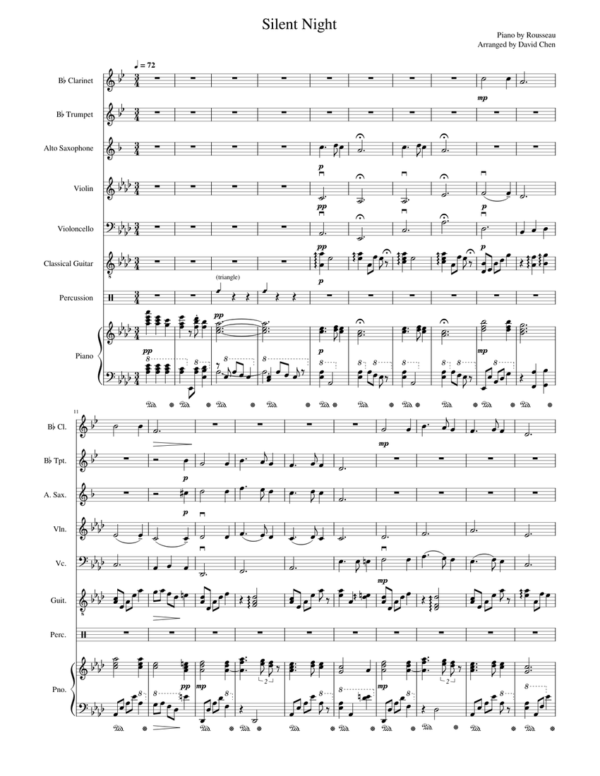 Silent night – Misc Christmas Sheet music for Piano, Clarinet in b-flat ...