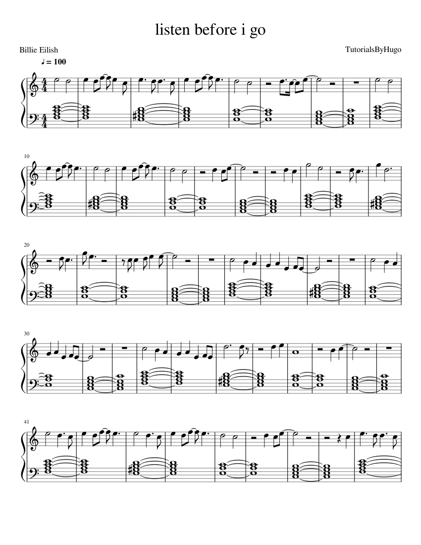 Listen Before I Go Piano Tutorial