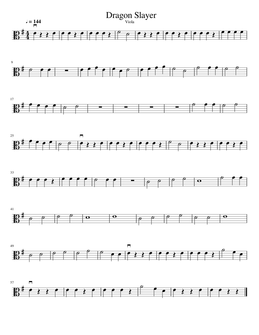 Dragon Slayer viola Sheet Music for Viola (Solo) | MuseScore.com