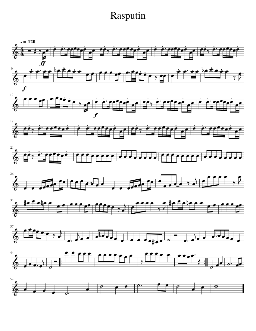 Ra Ra Rasputin Flute solo Sheet Music for Flute (Solo) | MuseScore.com