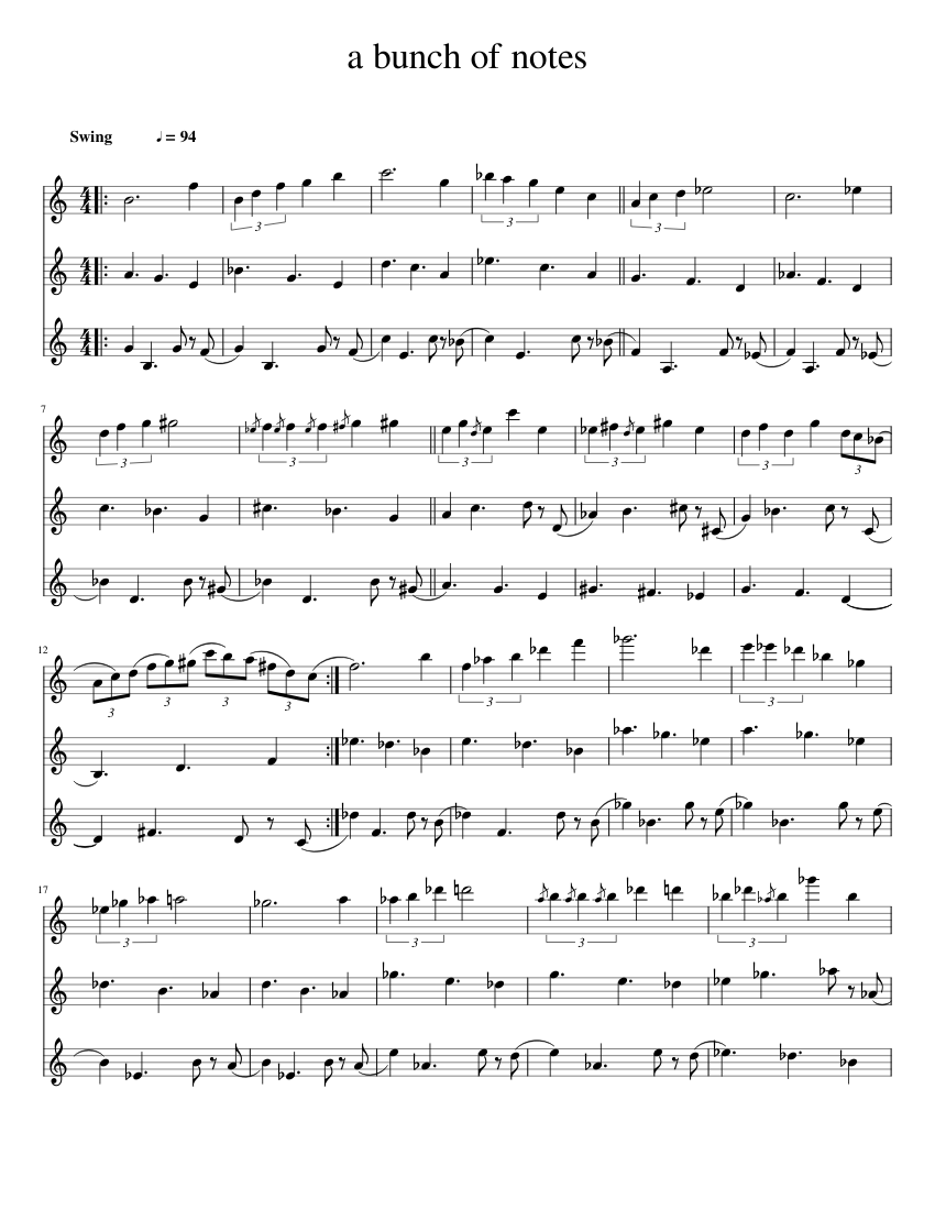 a bunch of notes Sheet music for Saxophone alto, Saxophone tenor ...