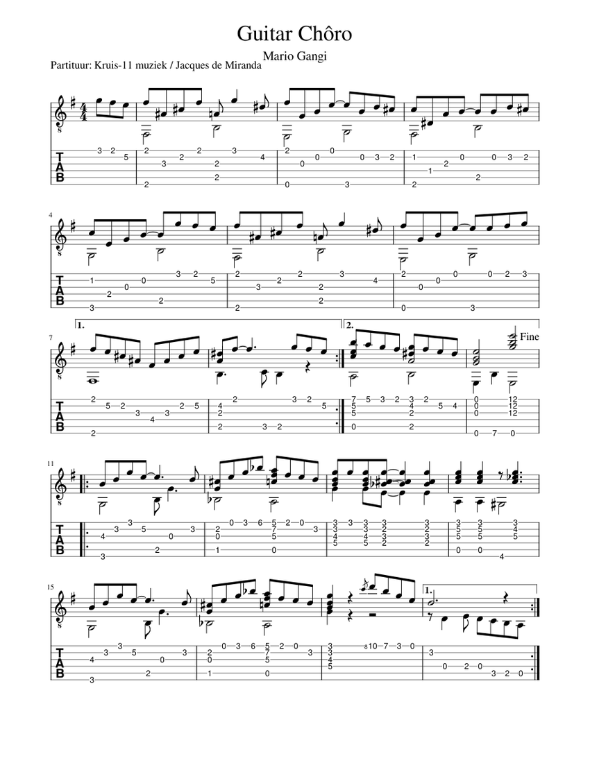 Mario Gangi - Guitar Choro – guitar TAB Sheet Music for Guitar (Solo ...
