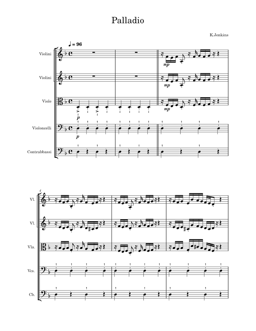 Palladio – K.Jenkins Palladio 2 Sheet Music for Strings group (Mixed ...