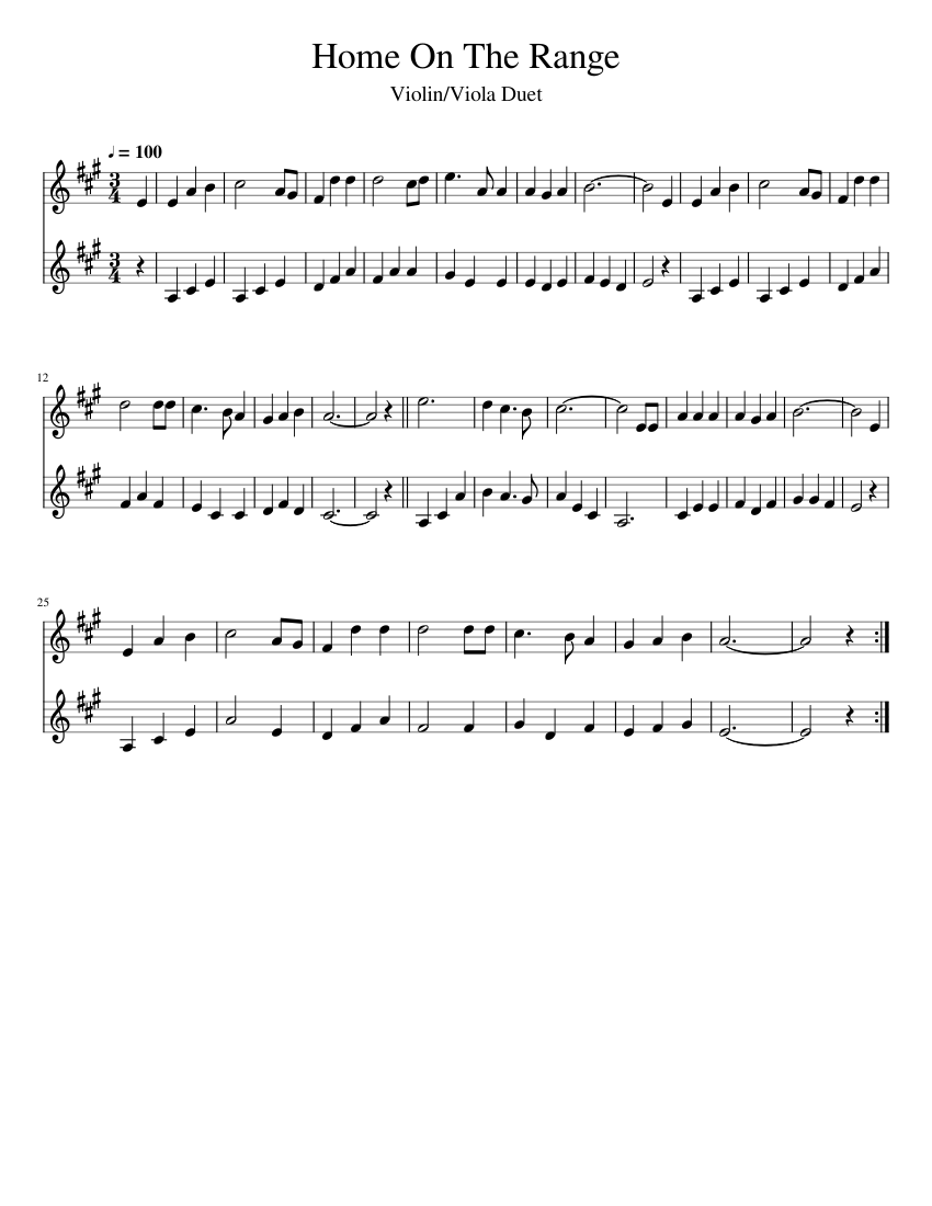 Home_On_The_Range Sheet music for Piano, Violin (Solo) | Musescore.com
