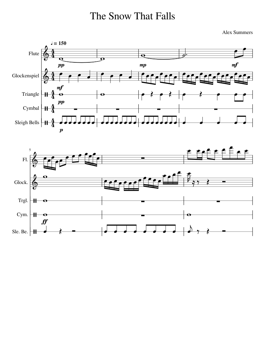 The Snow That Falls Sheet music for Flute, Glockenspiel, Crash ...