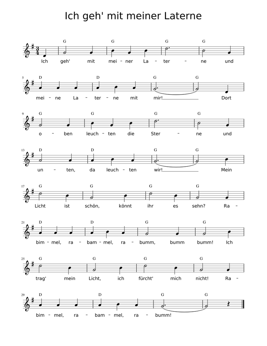 Ich geh' mit meiner Laterne Sheet Music for Piano (Solo) easy ...