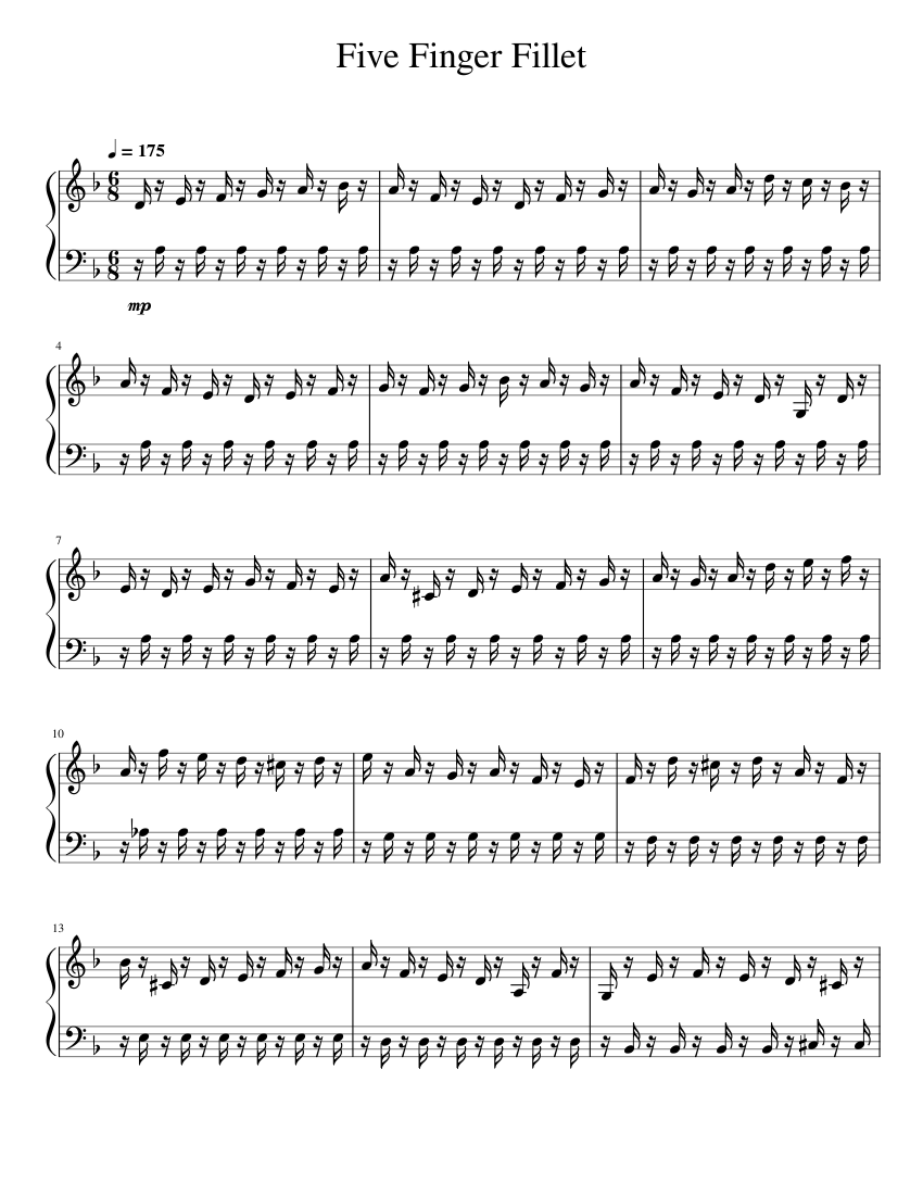 Five Finger Fillet – Two Steps From Hell Sheet Music for Piano (Solo ...