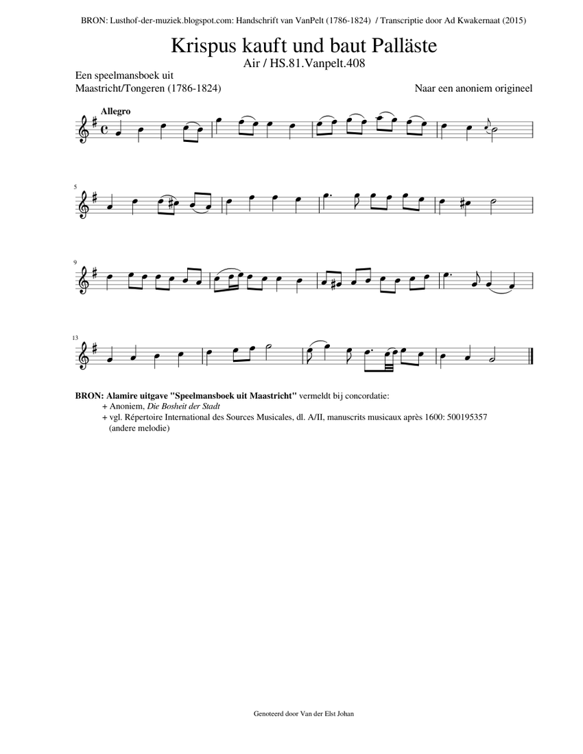 Krispus kauft und baut Palläste (HS.81.Vanpelt.408) Sheet music for ...