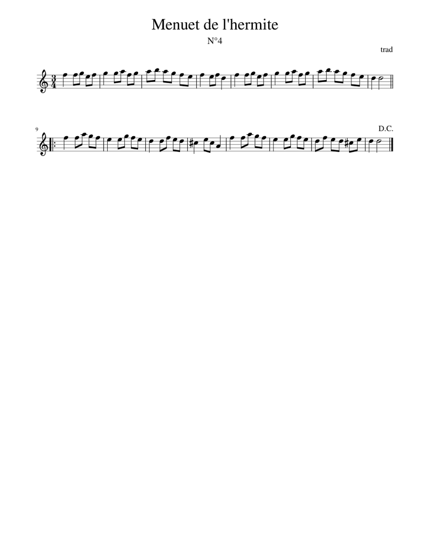 Traditional music - Menuet de l'hermite Sheet music for Piano (Solo ...