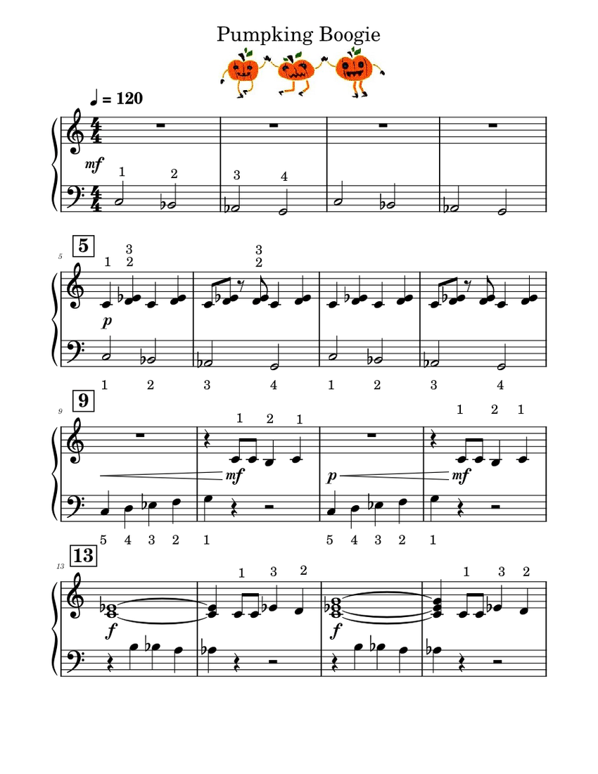 42 Pumpking Boogie level 2b Sheet music for Piano (Solo) | Musescore.com