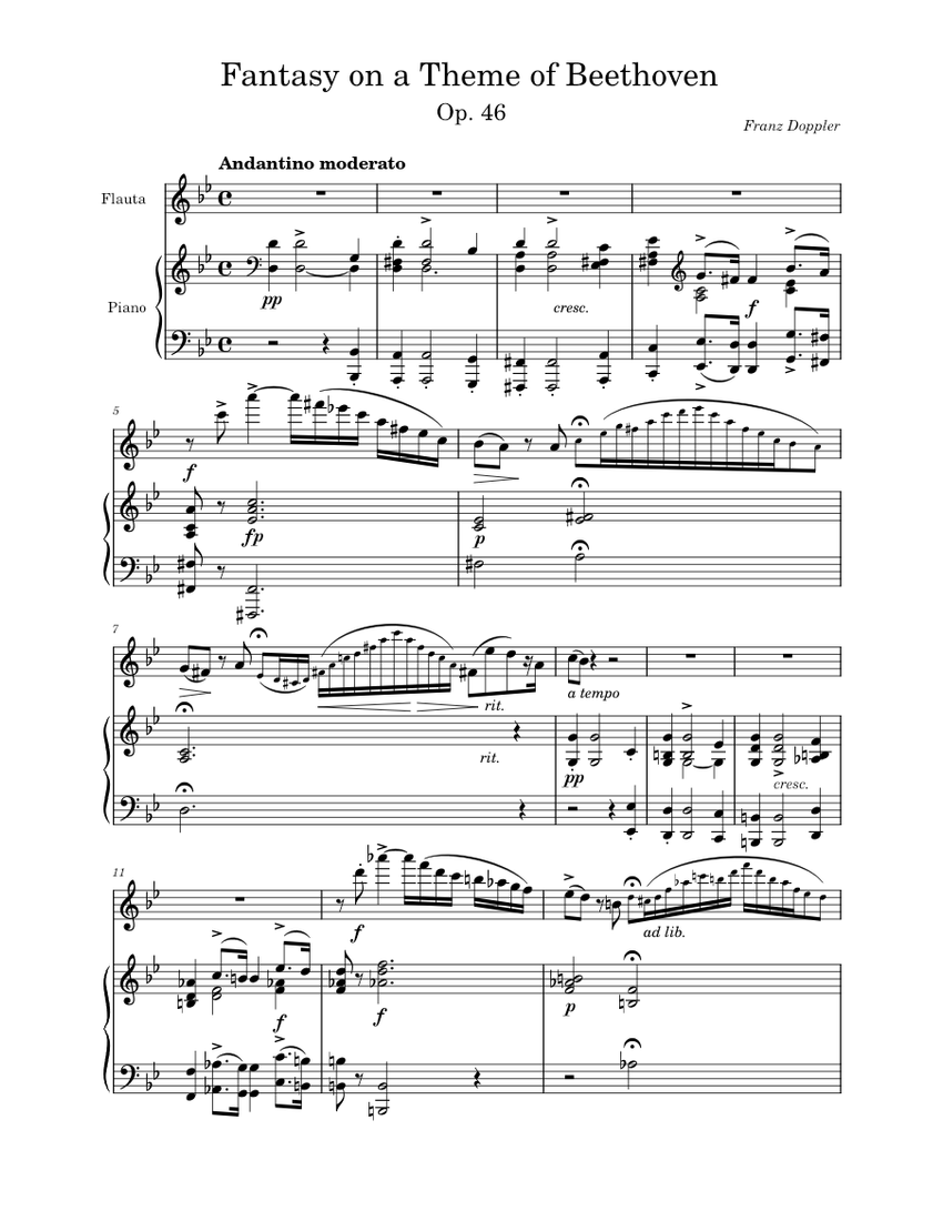 Fantasy Theme Beethoven - F. Doppler Sheet music | Musescore.com