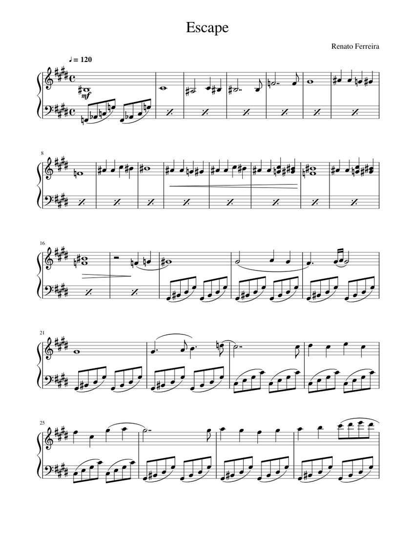 Escape Sheet music for Piano (Solo) Easy | Musescore.com