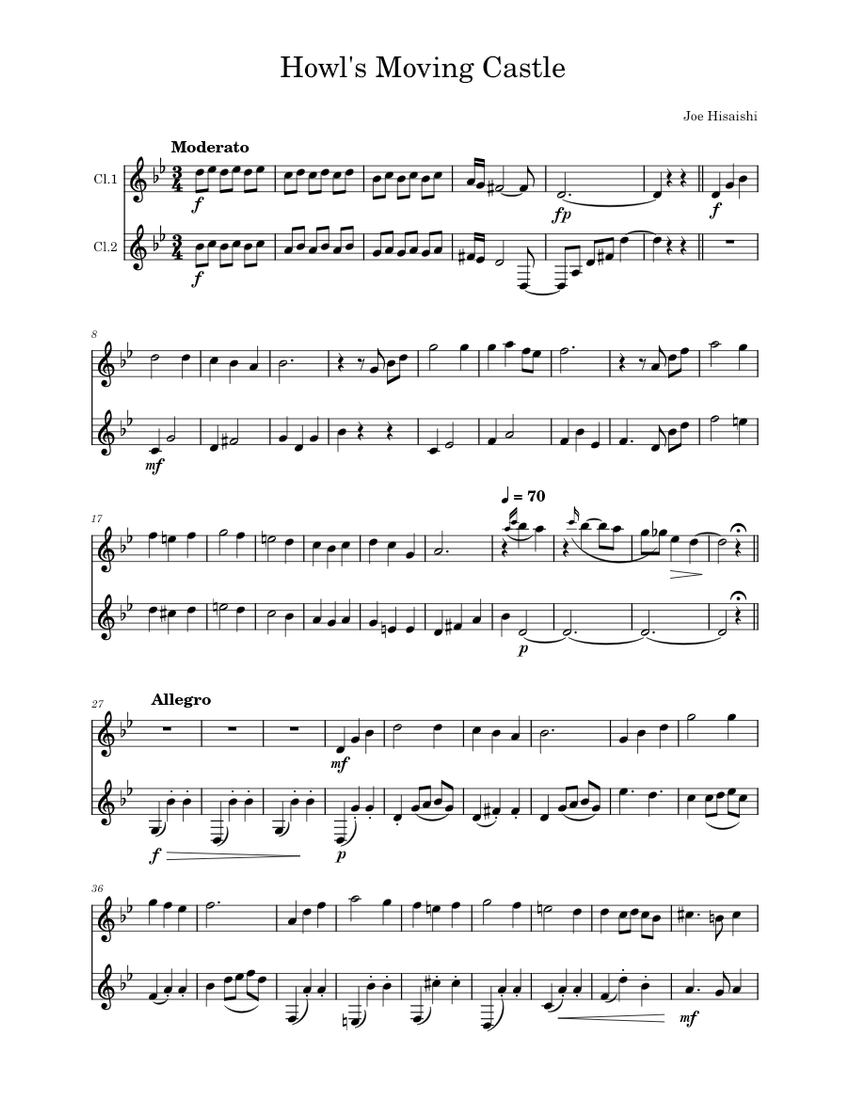 Merry-Go-Round of Life – Joe Hisaishi Howl'sMovingCastle Sheet music ...