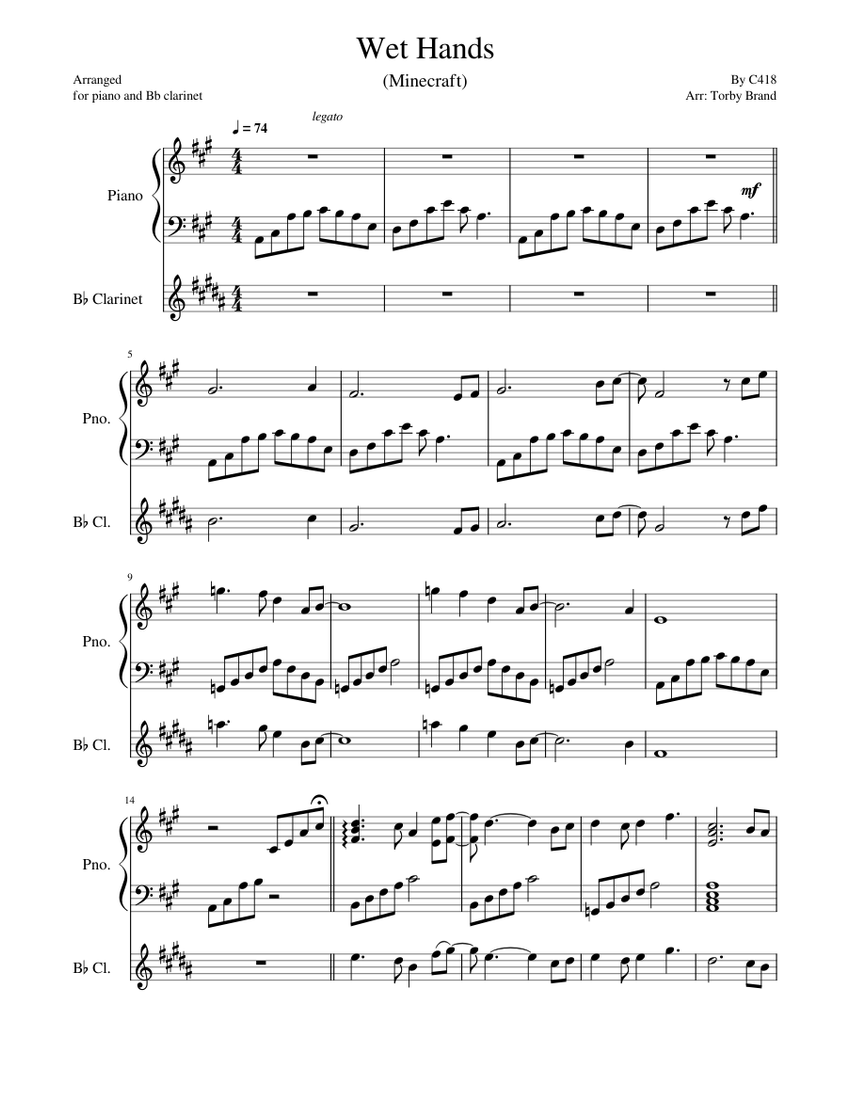Wet Hands – C418 Wet_Hands_Minecraft Sheet music for Piano, Clarinet in ...