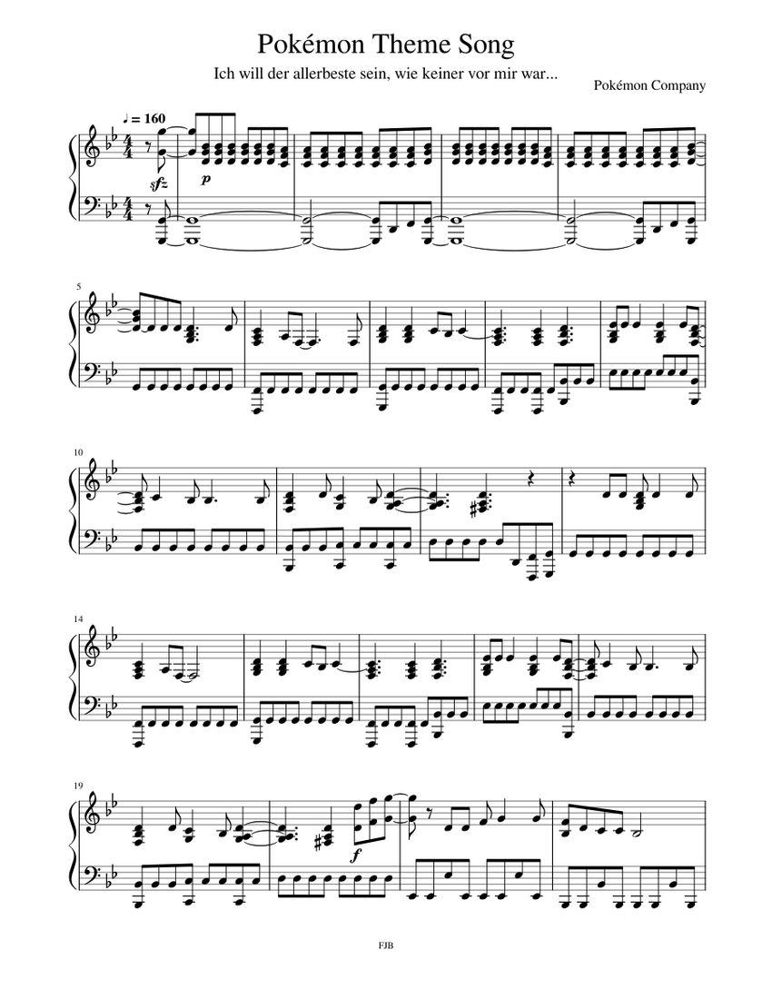 Pokémon Theme Song Sheet music for Piano (Solo) | Musescore.com