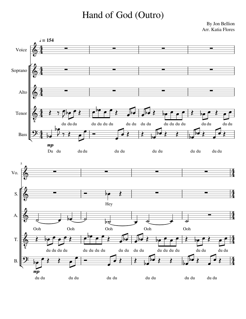 Hand of God (Outro) Sheet Music for Soprano, Alto, Tenor, Bass voice ...