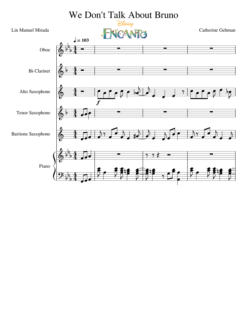 We Don't Talk About Bruno Sheet music for Piano, Oboe, Clarinet in b ...