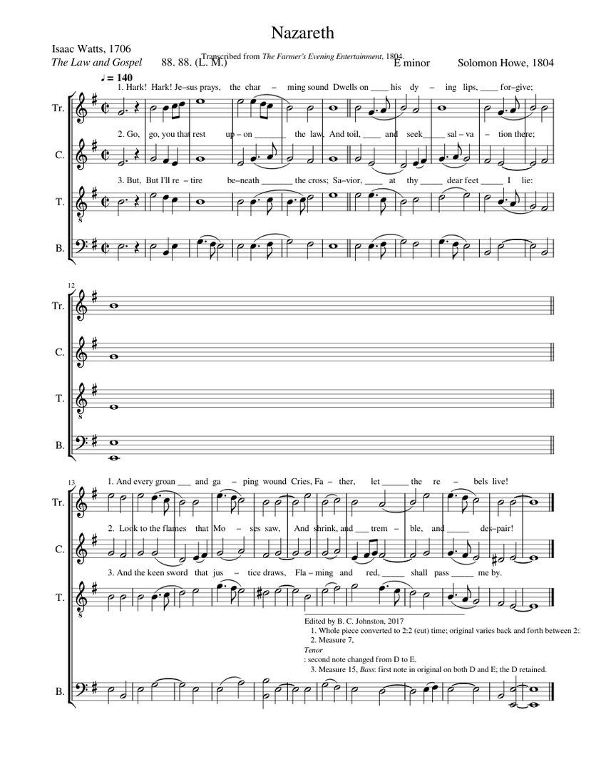 Nazareth - Solomon Howe Sheet music for Tenor, Bass voice, Vocals ...
