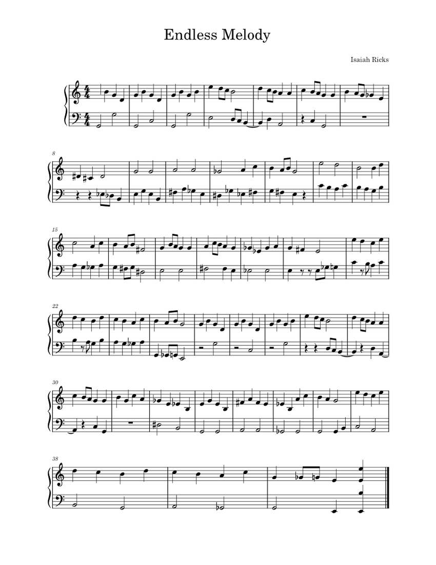 Endless Melody 2022 Sheet music for Piano (Solo) Easy | Musescore.com