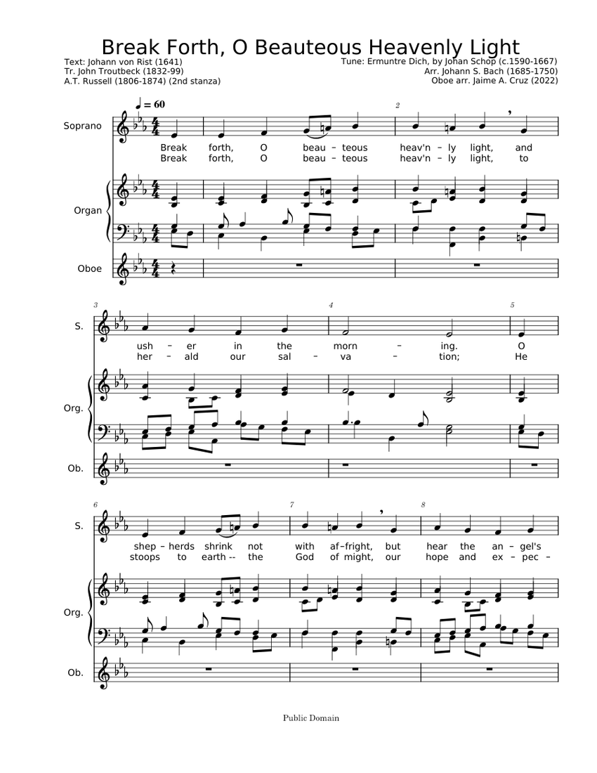 Break Forth, O Beauteous Heavenly Light – Johann Schop, Johan von Rist ...
