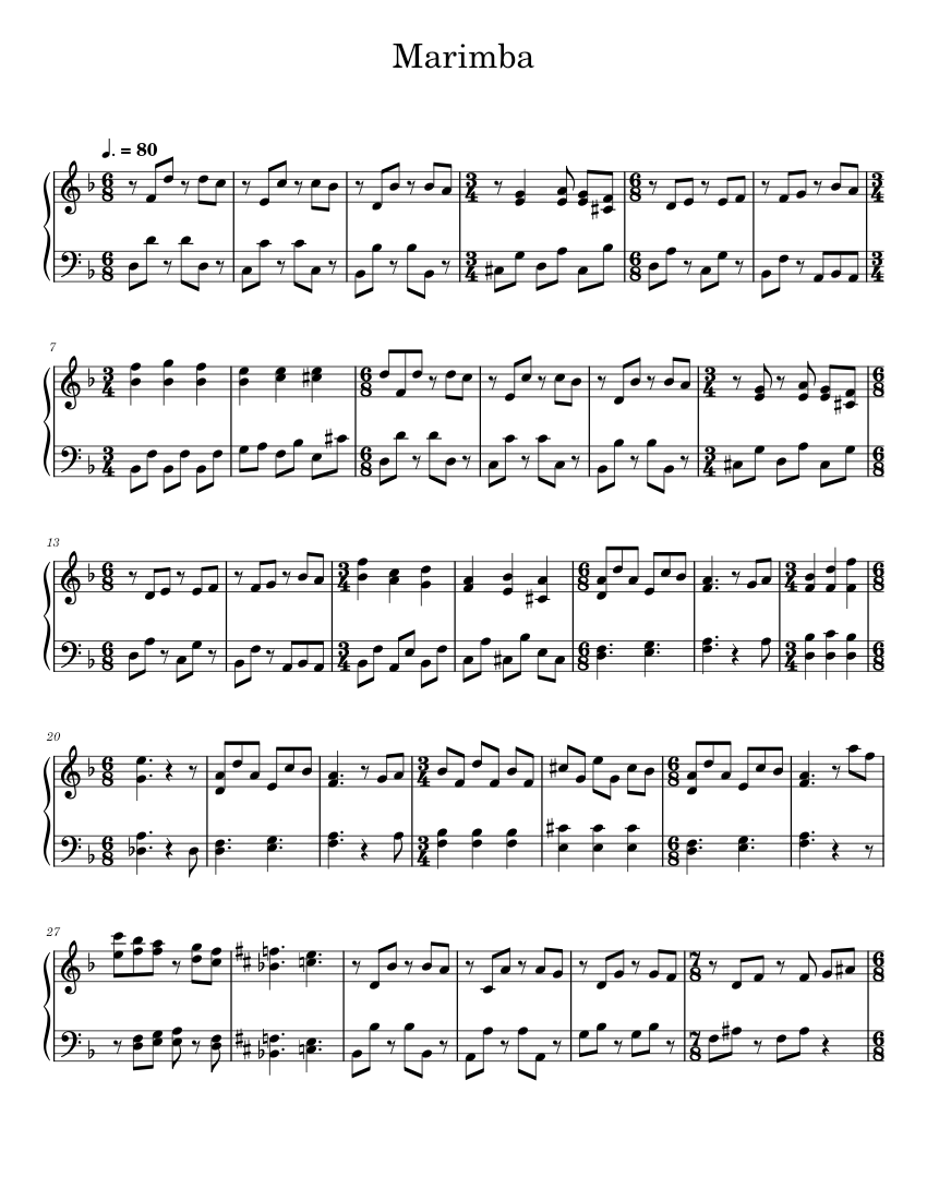 Marimba Sheet Music for Marimba (Solo) | MuseScore.com