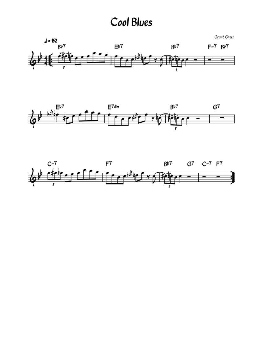 Cool Blues – Grant Green Cool Blues Sheet Music for Organ (Solo ...