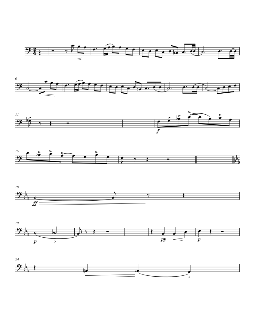 Treble Clef Base Trombone and Euphonium Parts Sheet Music for Vocals ...