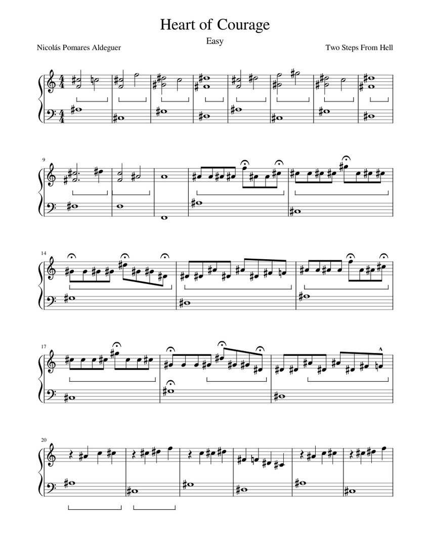 Heart of Courage - Two steps from hell easy Sheet Music for Piano (Solo ...