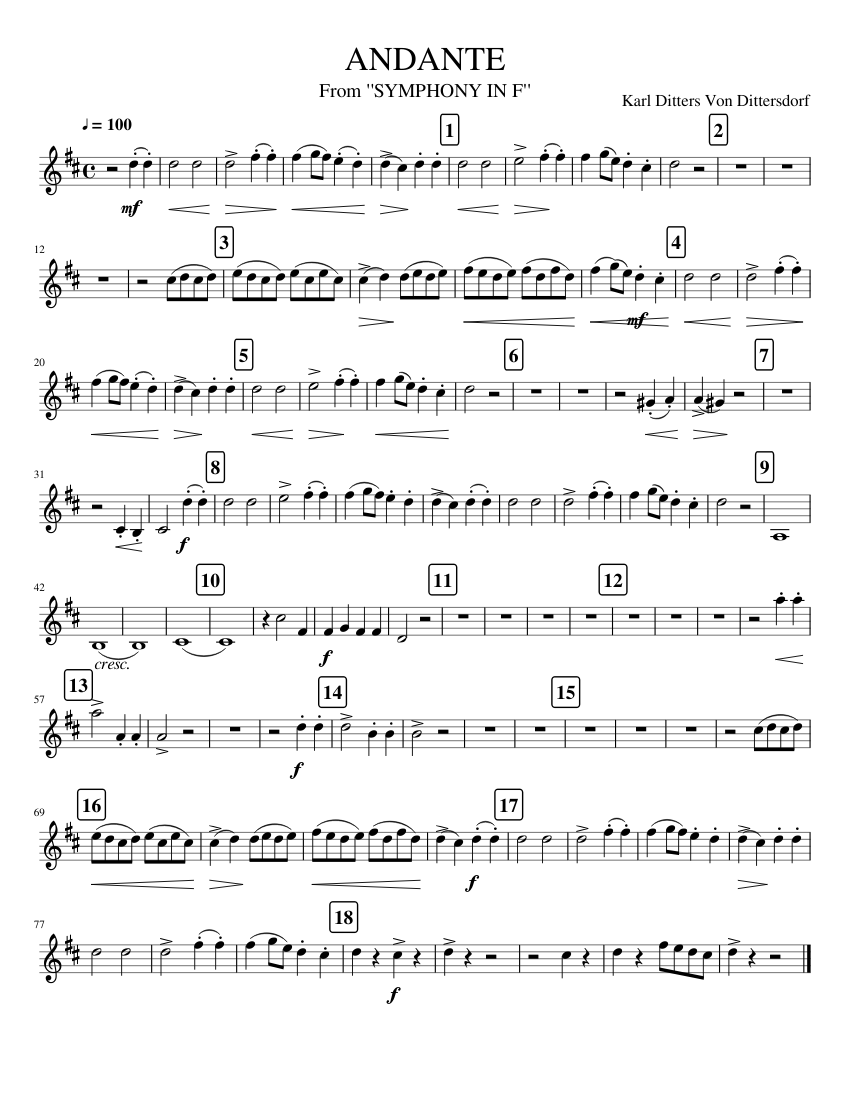 ANDANTE Sheet Music for Clarinet in b-flat (Solo) | MuseScore.com