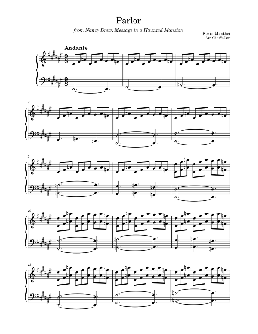 Parlor Sheet Music for Piano (Solo) Easy | MuseScore.com