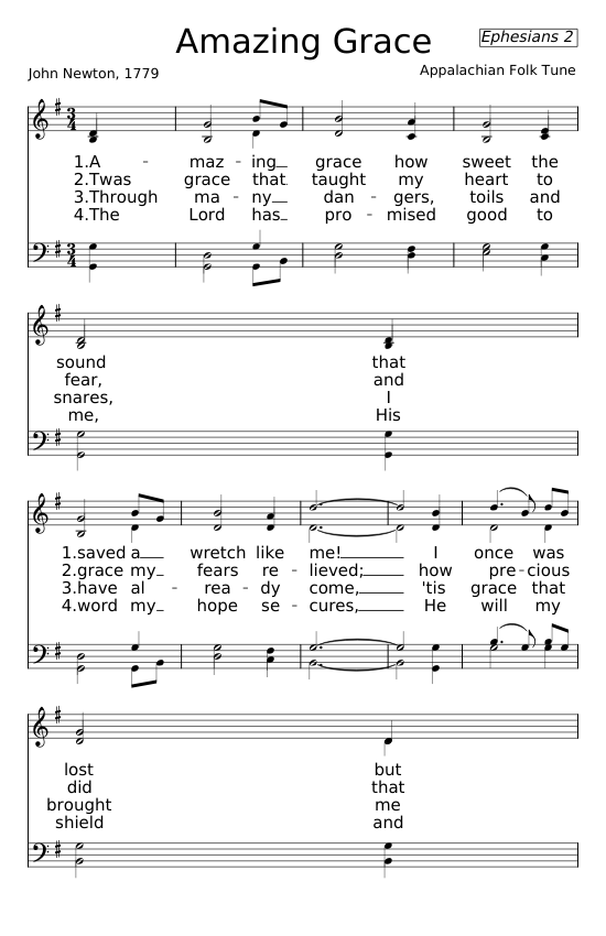 Amazing Grace – John Newton Sheet music for Soprano, Tenor (SATB ...