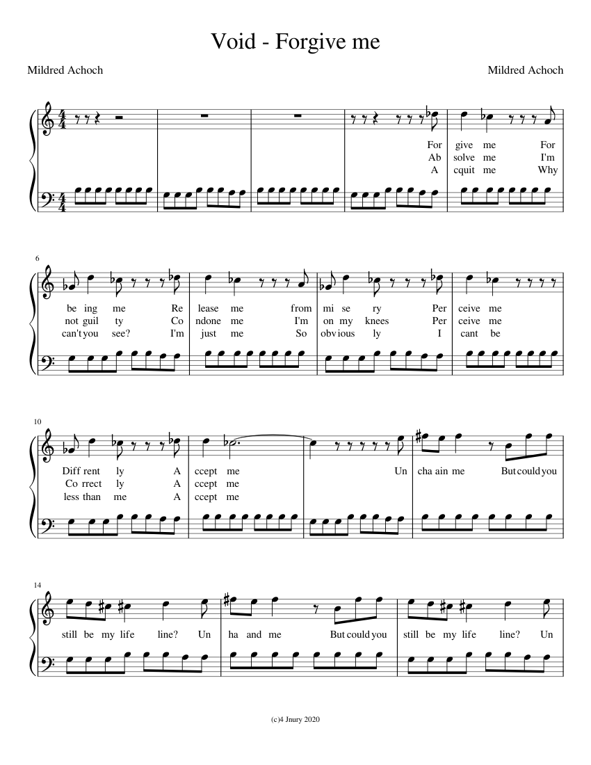 Void - Forgive Me Sheet music for Piano (Solo) | Musescore.com