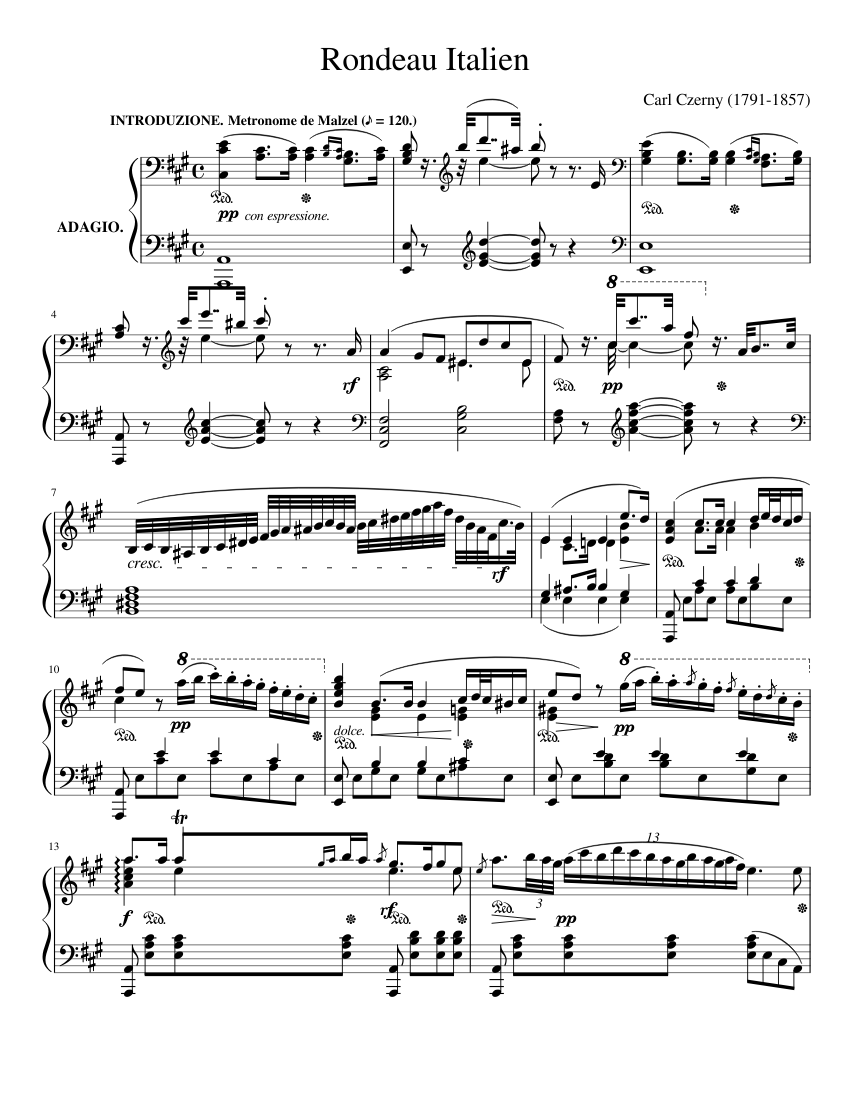 Carl Czerny: Rondeau national Italien, Op. 187 Sheet music for Piano ...