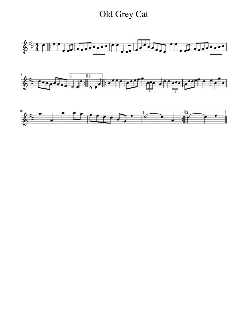 Old Grey Cat Sheet music for Piano (Solo) Easy | Musescore.com