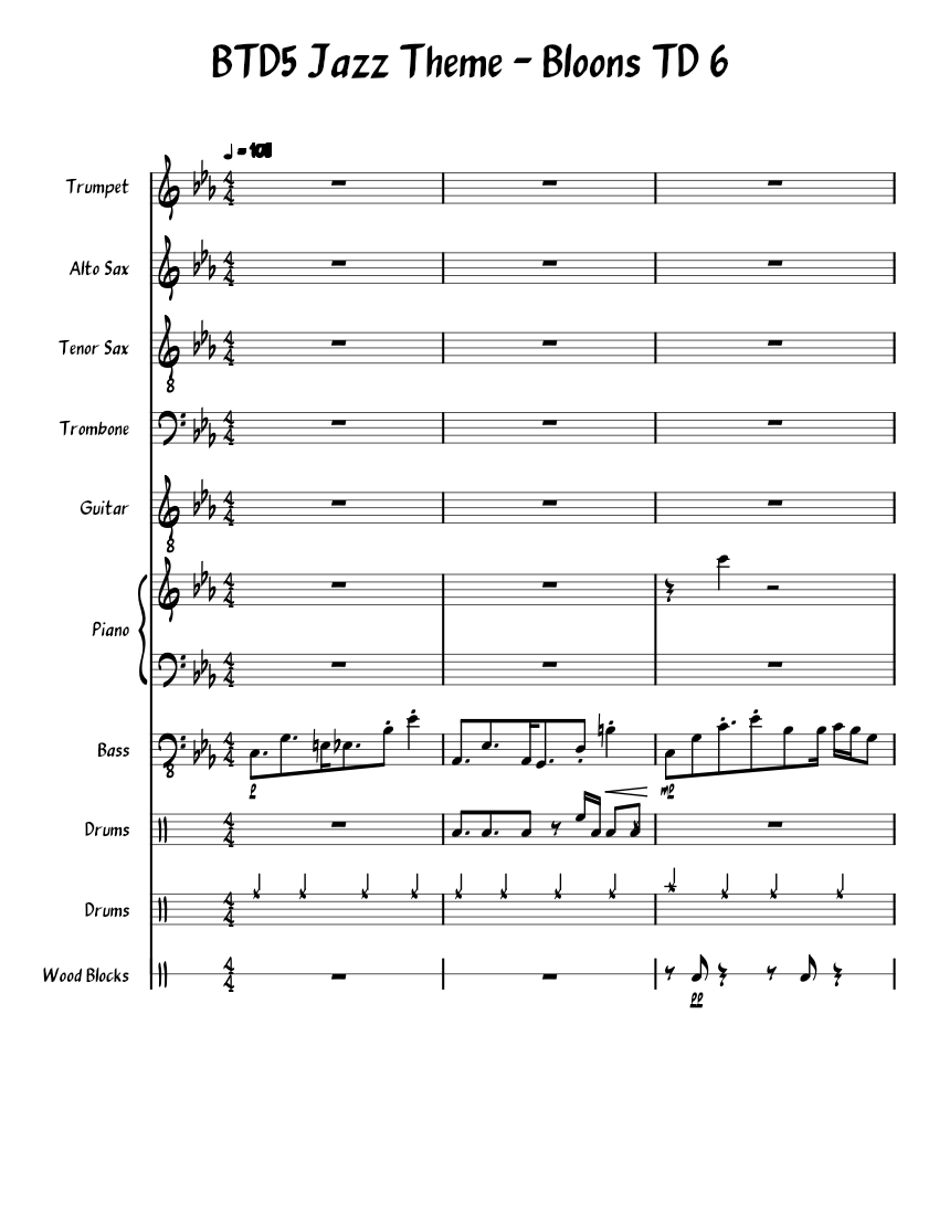 BTD5 Jazz Theme - Bloons TD 6 Sheet Music for Piano, Trombone ...