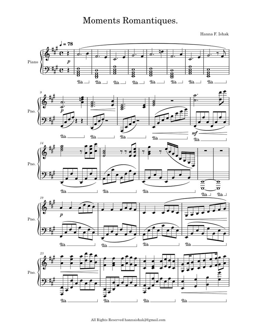 Moments Romantiques-Hanna F. Ishak Sheet music for Piano (Solo ...