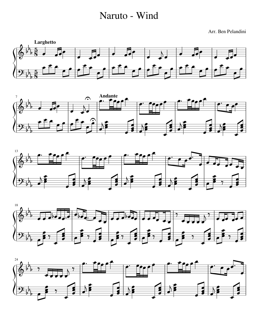 Naruto - Wind Sheet Music for Piano (Solo) easy | MuseScore.com