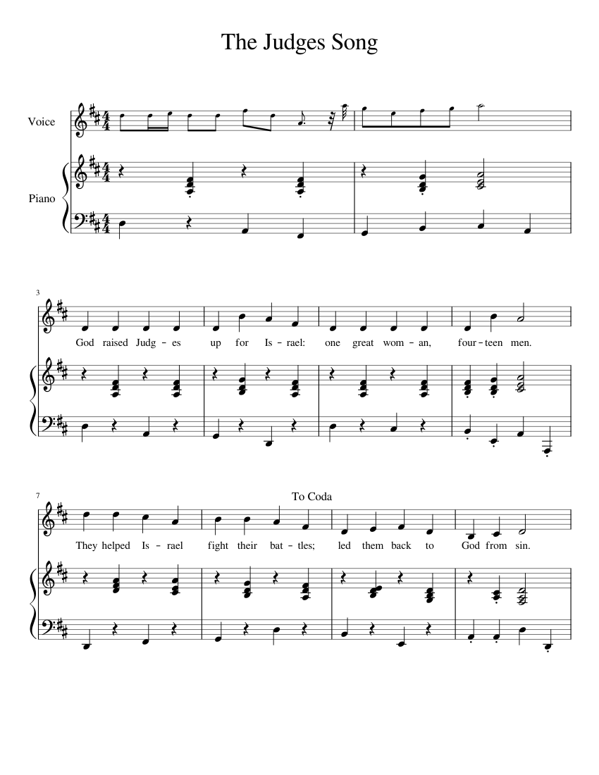 The Judges Song Sheet music for Piano, Vocals (Piano-Voice) | Musescore.com