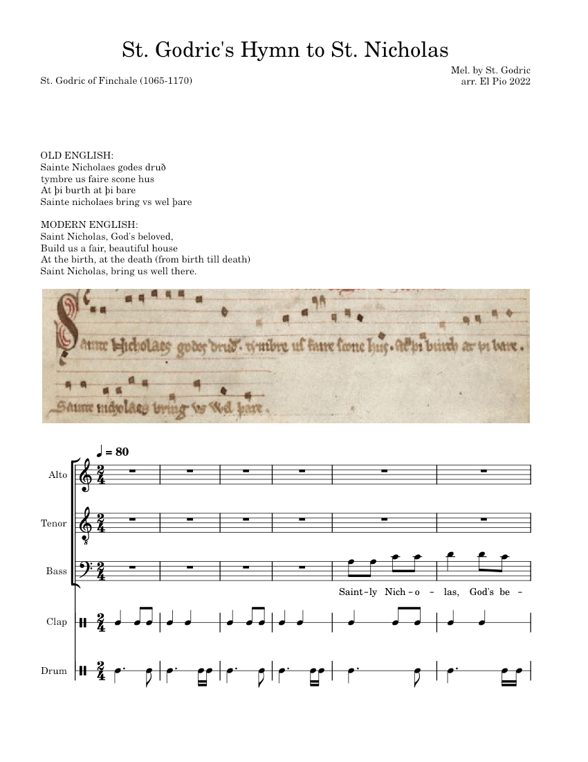 Sainte Nicholas – St. Godric of Finchale Sheet music for Alto, Tenor ...