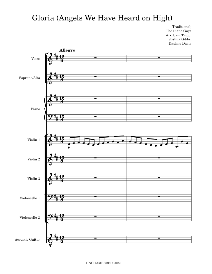 Gloria: Angels We Have Heard on High Sheet music for Piano, Alto ...