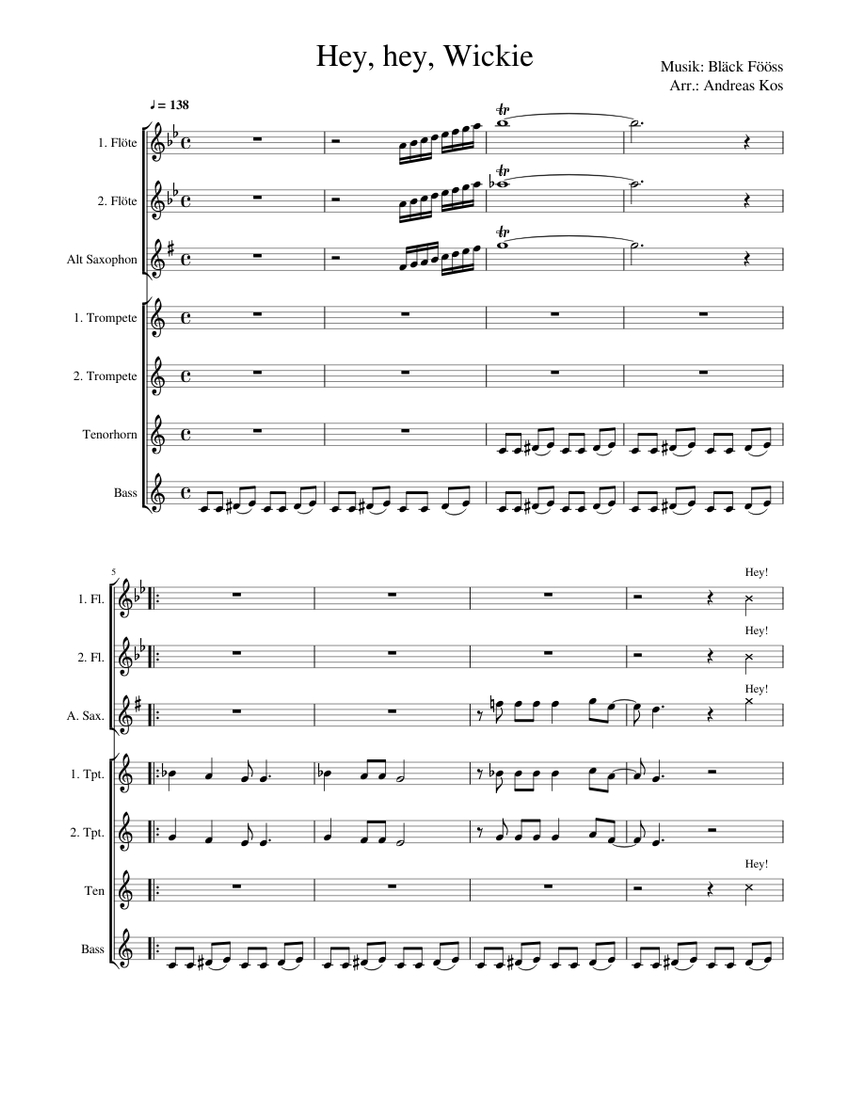 Hey Hey Wickie - Kleine Partie FERTIG Sheet music for Euphonium, Flute ...