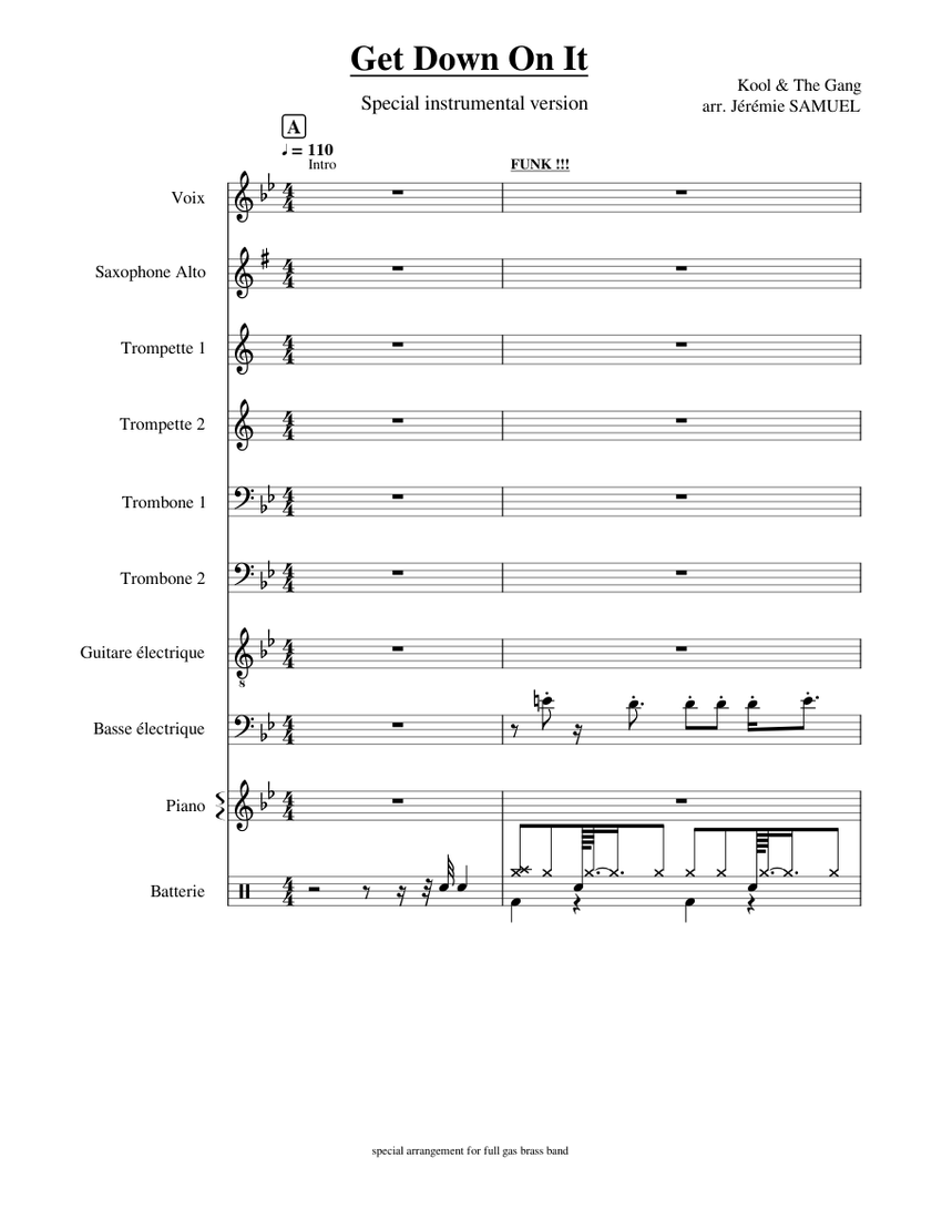 Kool and The Gang - Get Down On It Sheet Music for Piano, Trombone ...