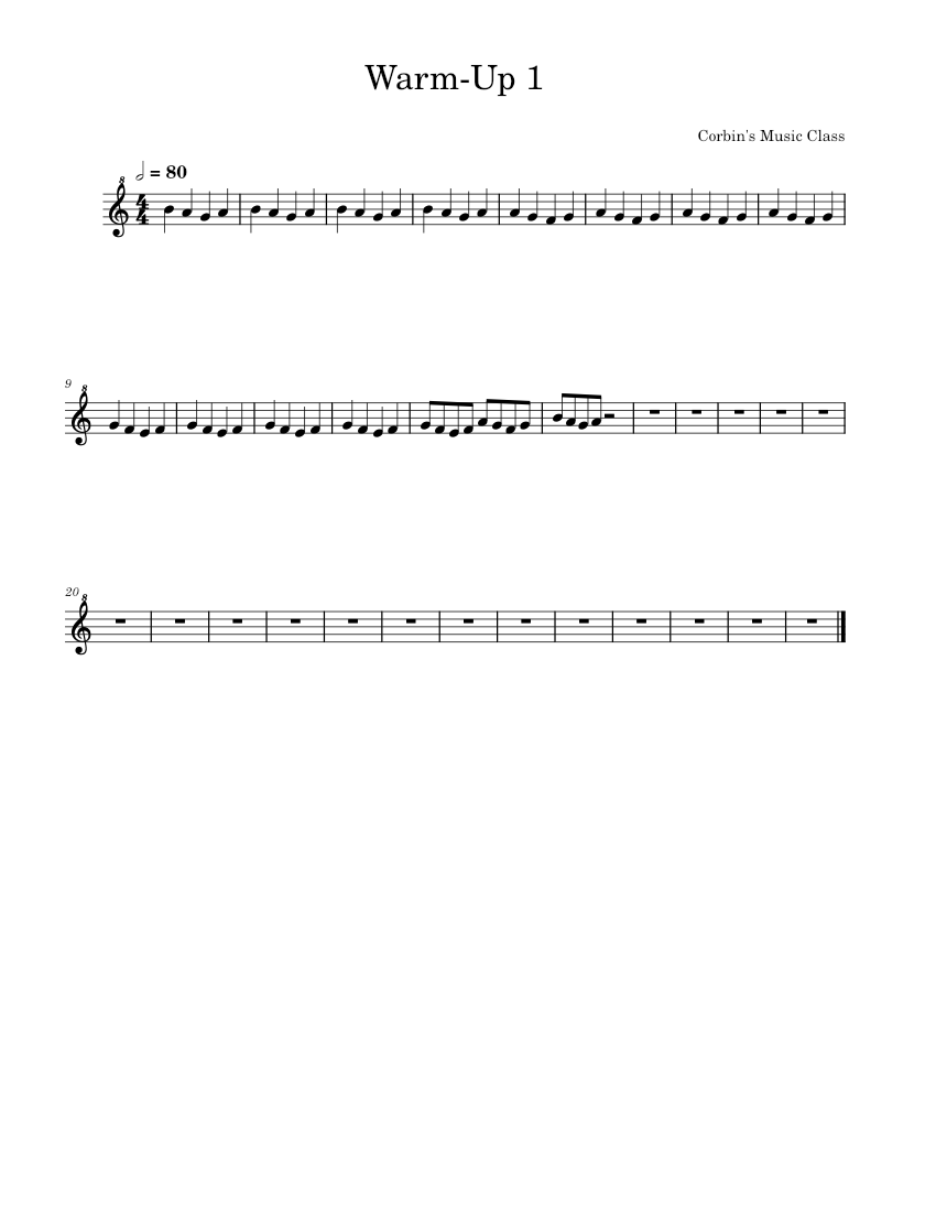 Warm-Up 1 Sheet Music for Recorder (Solo) | MuseScore.com