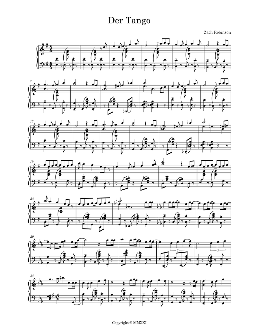 Der Tango Sheet music for Piano (Solo) | Musescore.com