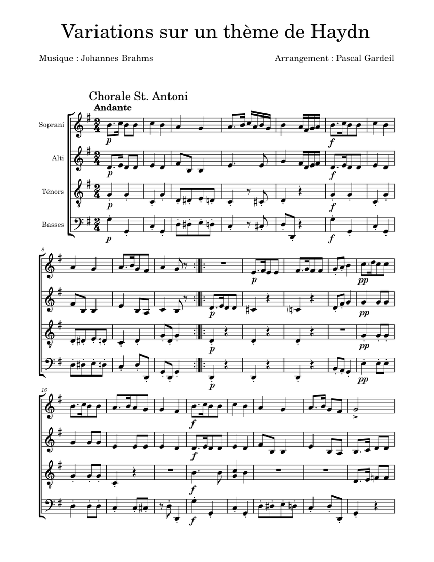 Variations sur un thème de Haydn – Johannes Brahms Sheet Music for ...